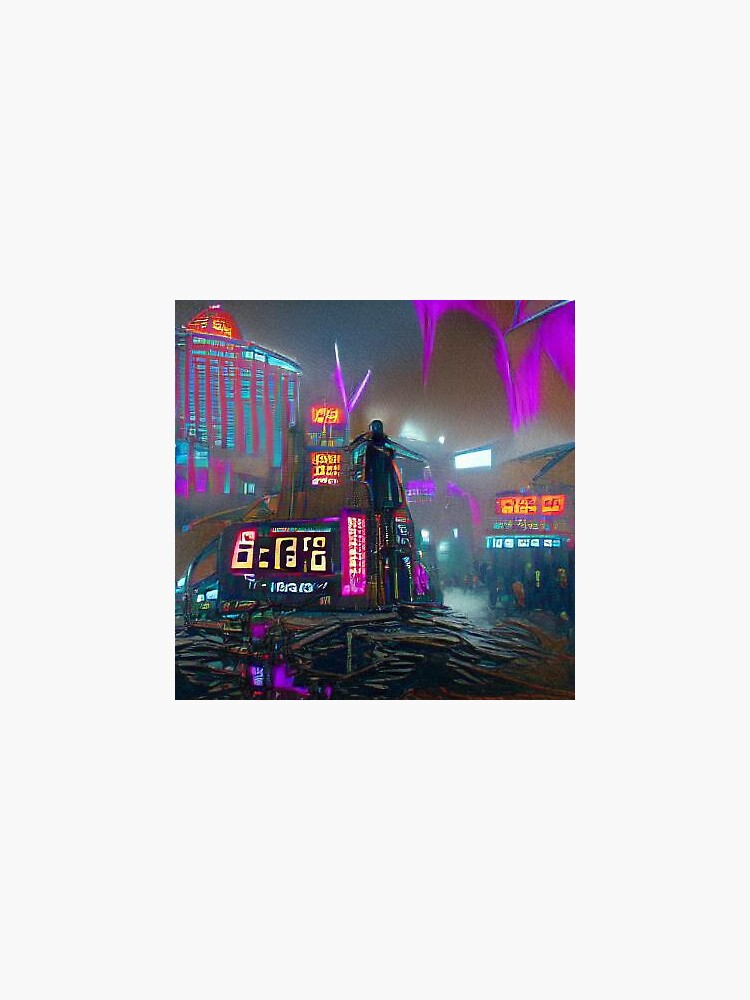 "Cyberpunk Clock City" Sticker for Sale by TFStudiosRed | Redbubble