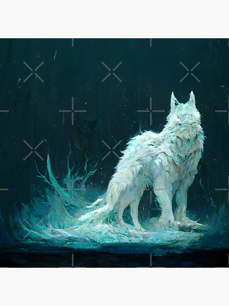 "Lone Wolf Fenrir Winter Spirit Snowy Abstract" Sticker for Sale by ...