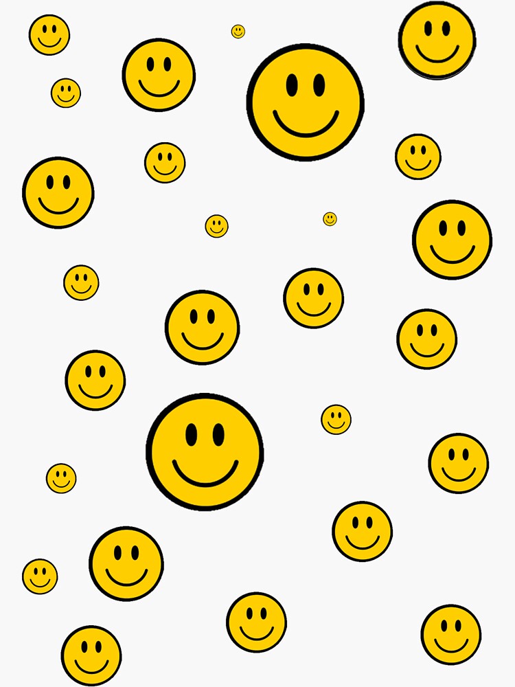 "Multiple Happy Faces, Smiley Face Designs" Sticker for Sale by ...