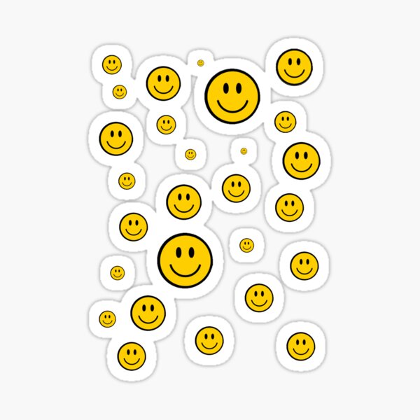 "Multiple Happy Faces, Smiley Face Designs" Sticker for Sale by ...