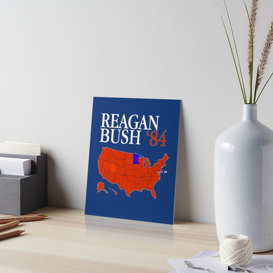 "Reagan Bush '84 Retro Logo Red White Blue Election Map Ronald George ...