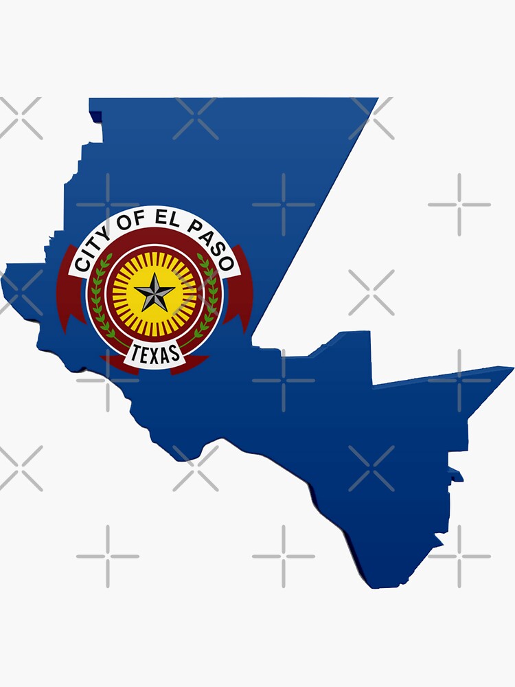 "Flag Map of El Paso, Texas, United States of America" Sticker for Sale ...