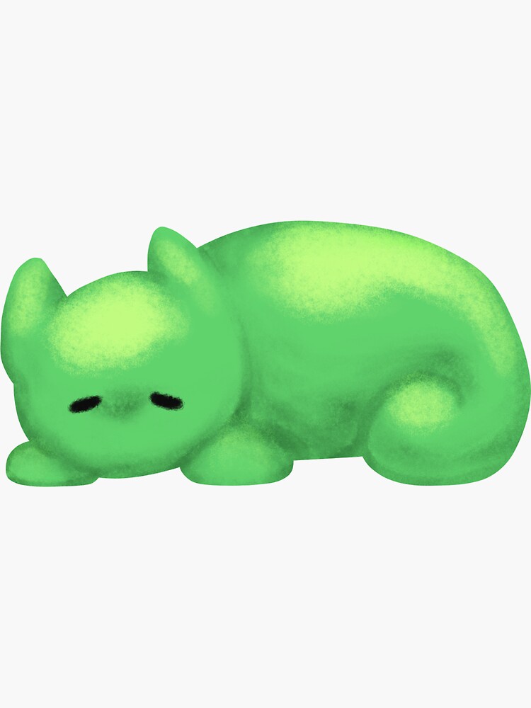 " Sleepy Slug Cat (Green)" Sticker for Sale by MonokromeDemon | Redbubble