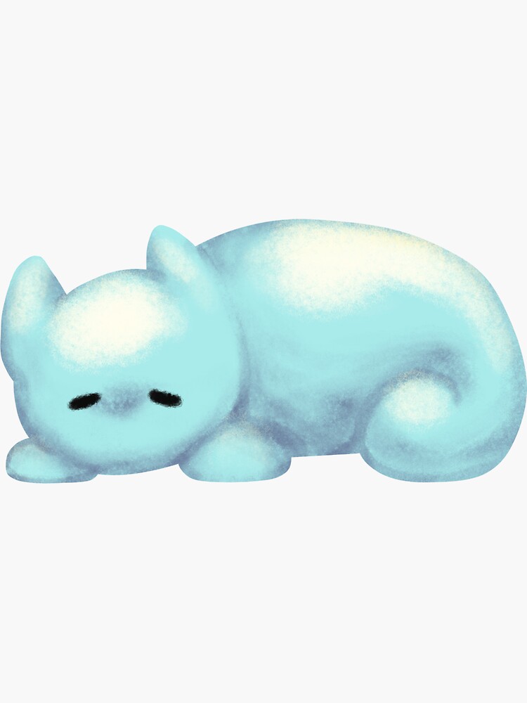 "Sleepy Slug Cat (Cyan)" Sticker for Sale by MonokromeDemon | Redbubble