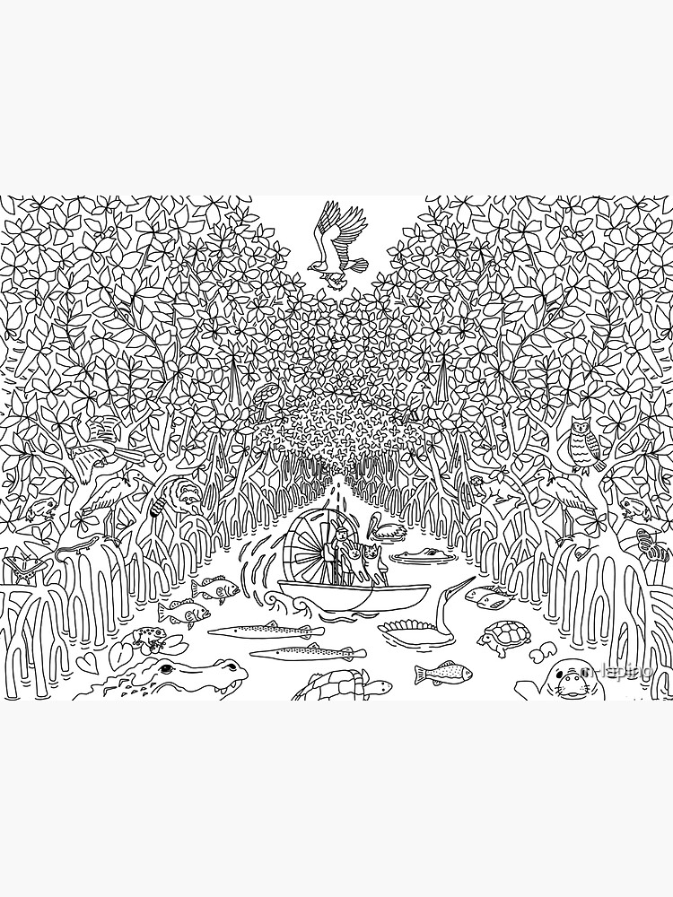 "Florida Everglades Mangrove Tour - Line Art" Sticker for Sale by m ...