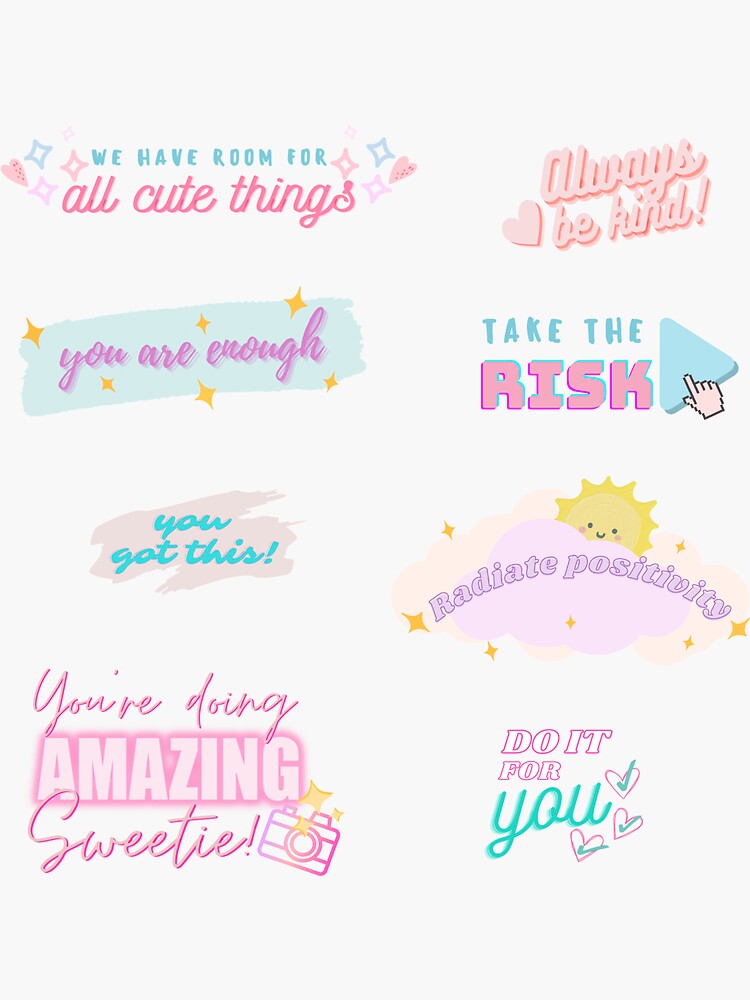 "Cute Motivational Stickers Pack Quotes Bundle" Sticker for Sale by ...