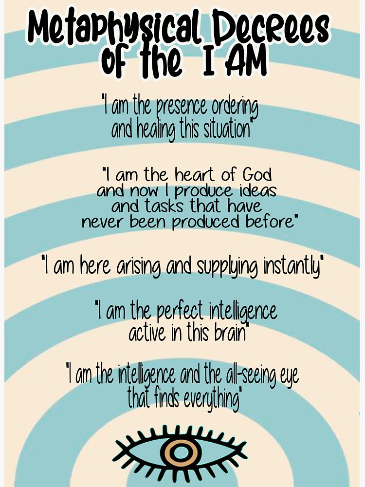"Metaphysical Decrees of the I AM" Sticker for Sale by jennstore ...
