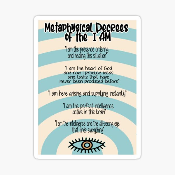 "Metaphysical Decrees of the I AM" Sticker for Sale by jennstore ...
