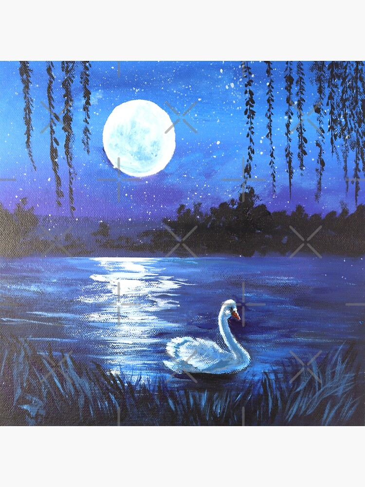 "moody romantic aesthetic night sky white swan moonlight lake ...