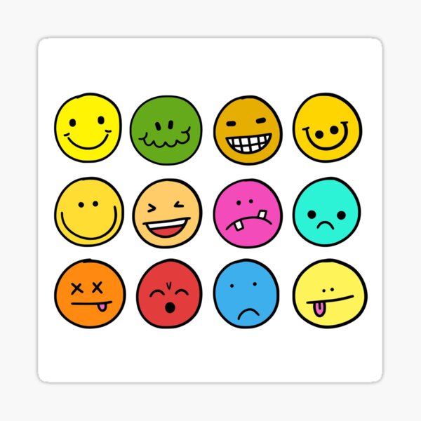 "Bright Colors Emotion Faces" Sticker for Sale by CreativeCranium ...