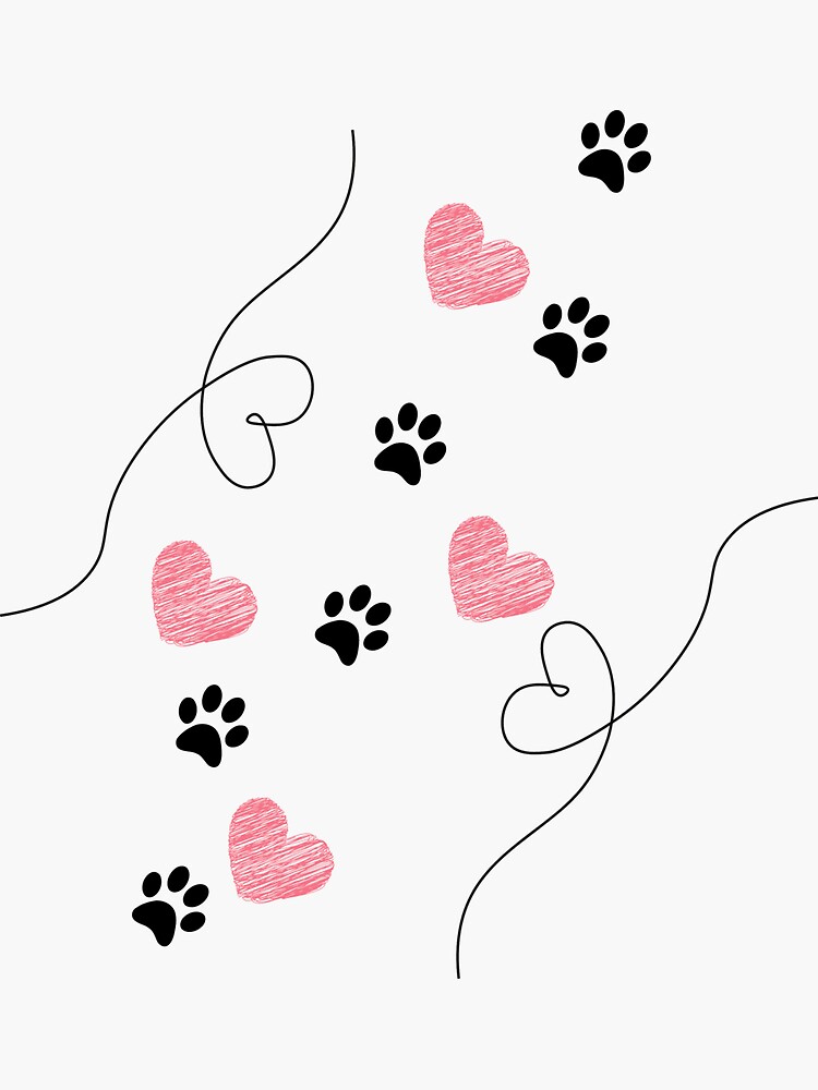 Pegatina «amor corazón pata de perro, pata de perro amor corte de ...