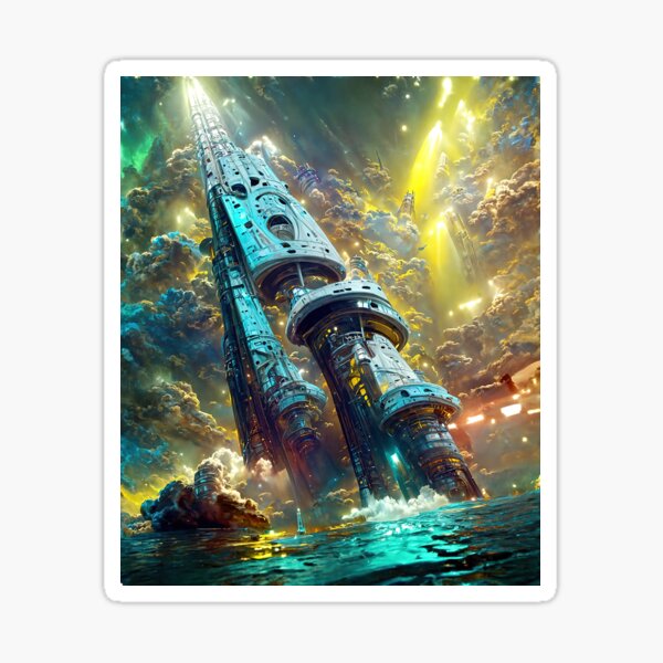 "Docking station for spaceships in an open sea" Sticker for Sale by ...