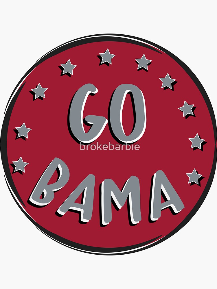 ""Go Bama" Circular Design" Sticker for Sale by brokebarbie | Redbubble