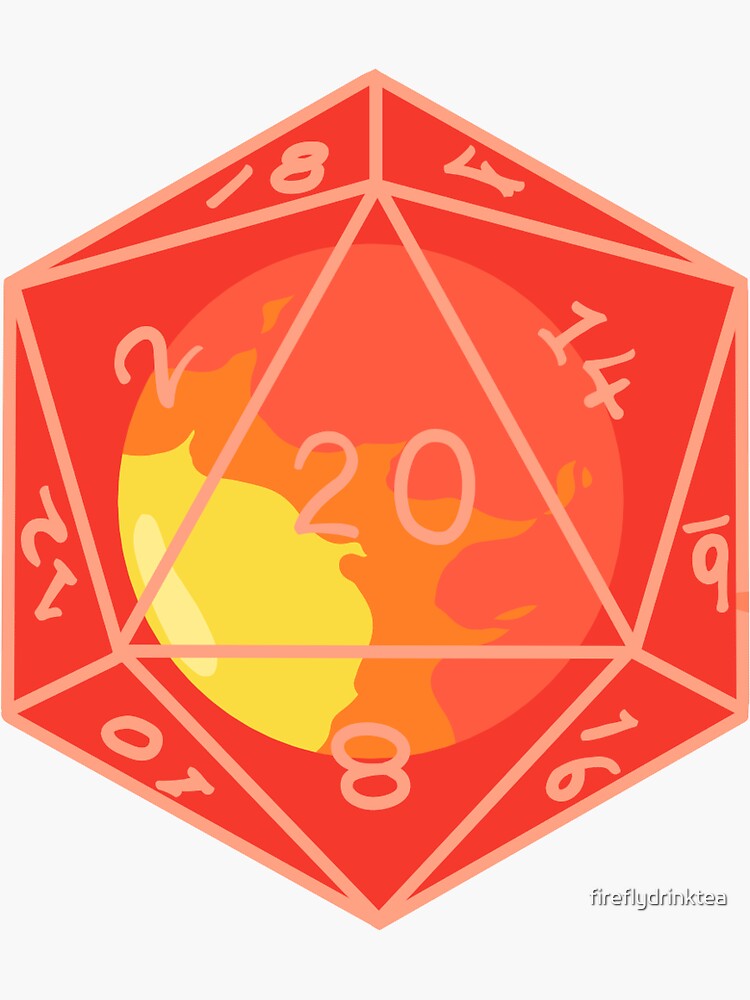 "D20 - Fire" Sticker for Sale by fireflydrinktea | Redbubble