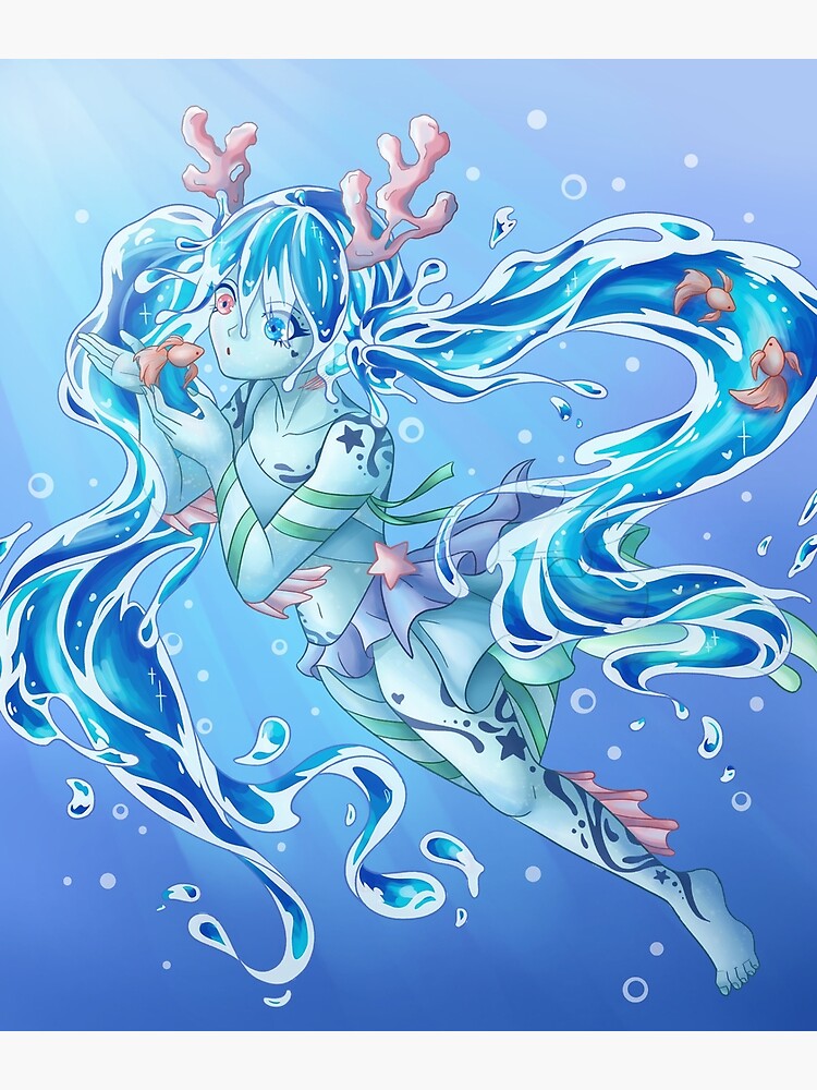 "Ocean Anime Girl" Poster for Sale by PointlessBlcny | Redbubble
