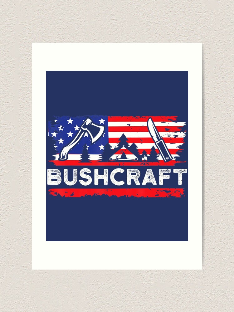 "American Flag Bushcraft Knife Bushcrafting Axe Camping Hiker" Art ...