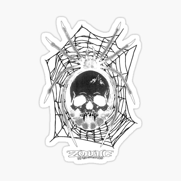 "Pushead Zorlac Sateboards Inverted Spider Web Skull" Sticker for Sale ...