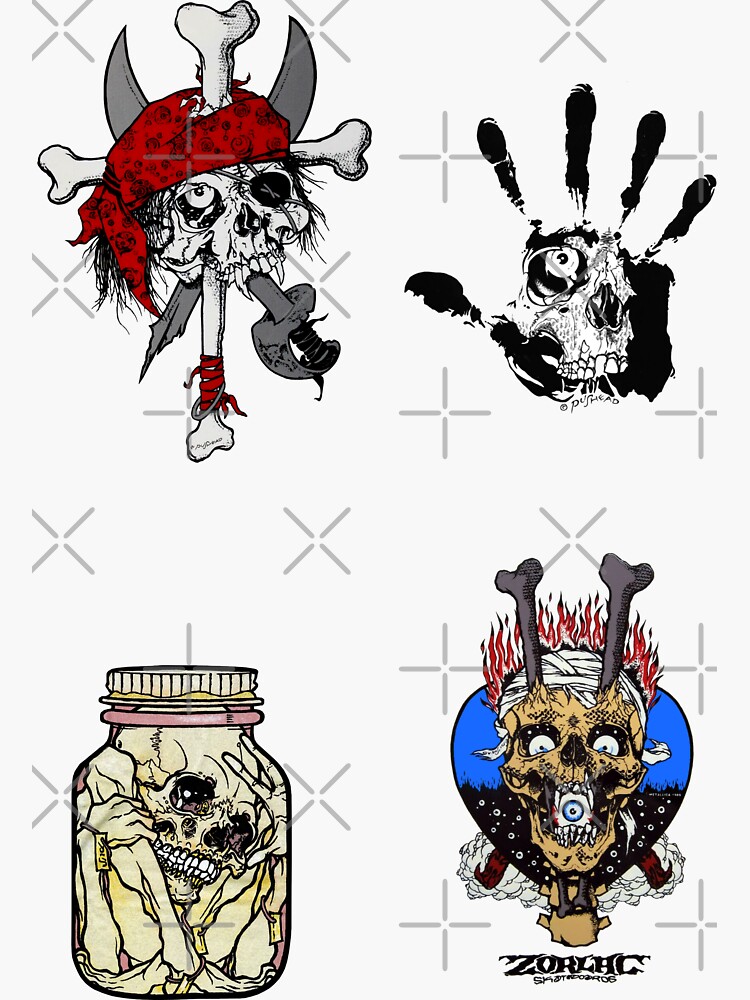 "Pushead Skulls Sticker-Pack 1" Sticker for Sale by Crazy-Otto | Redbubble