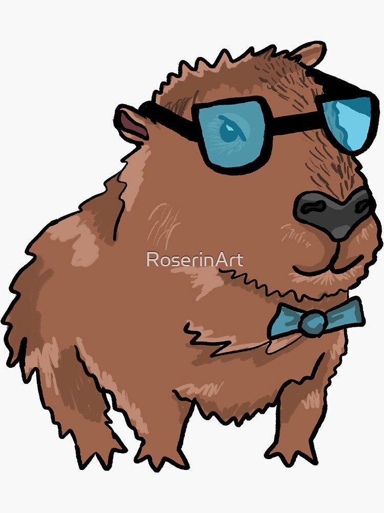 "Capybara Wearing Bow Tie and Glasses" Sticker for Sale by RoserinArt ...