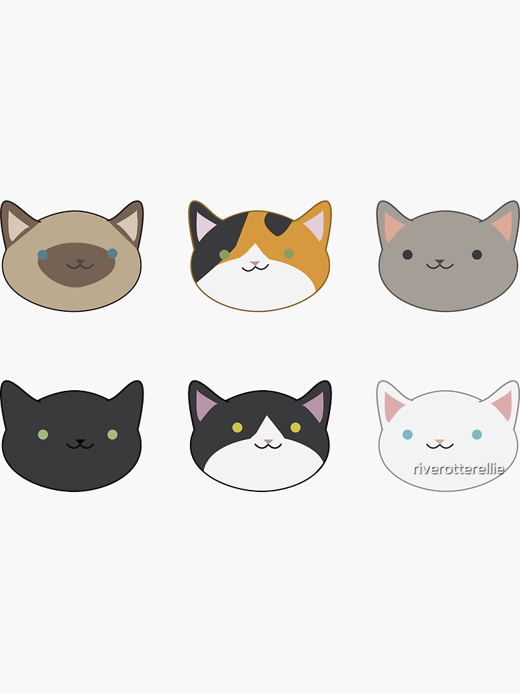 "Kitty Sticker Set " Sticker for Sale by riverotterellie | Redbubble