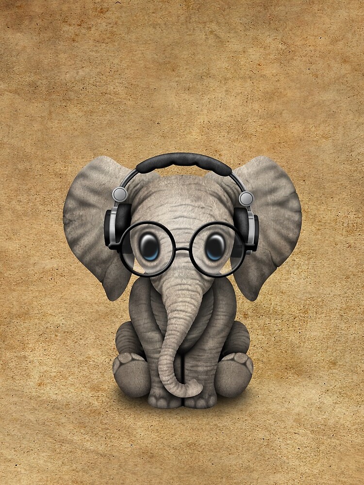 "Cute Baby Elephant Dj Wearing Headphones and Glasses" Mini Skirt for ...