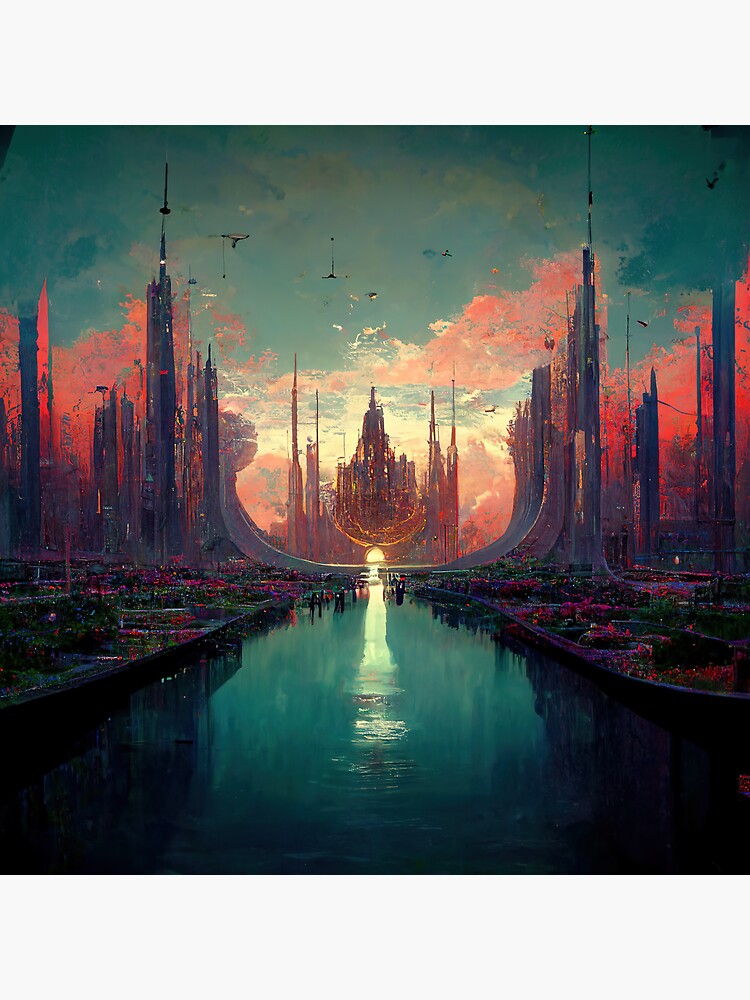 "Megastructure Utopia Abstract AI Generated Art" Sticker for Sale by ...