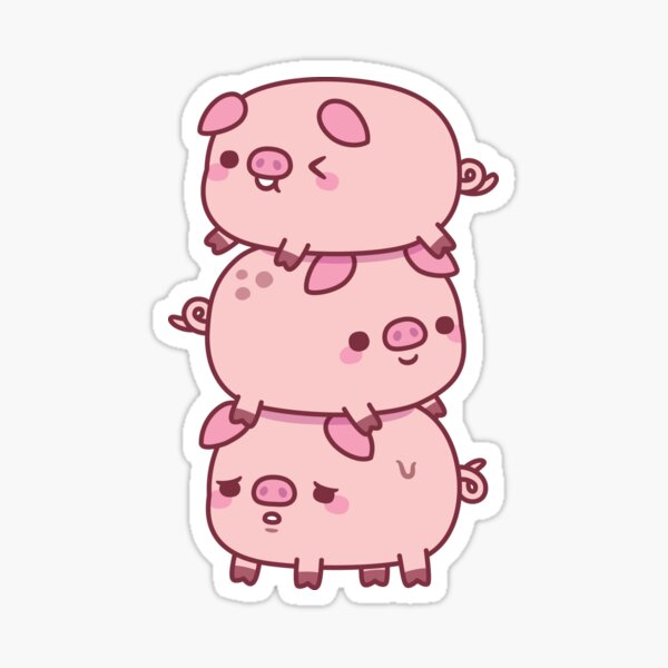 "Cute Three Little Pigs Stacked Together Funny" Sticker for Sale by ...