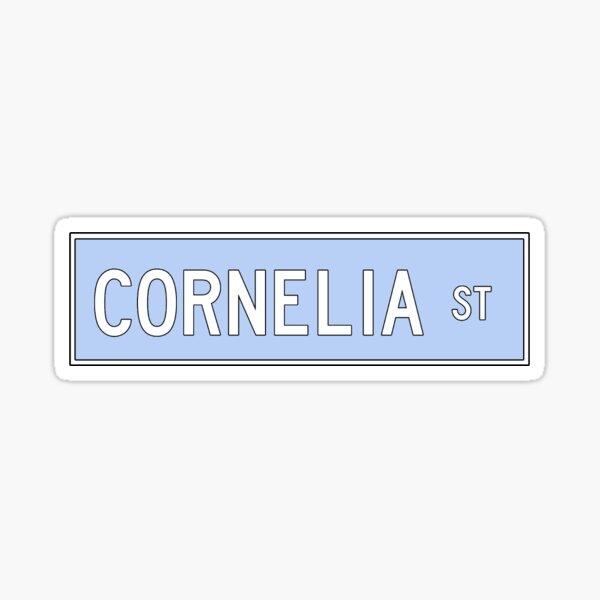 "Pale Blue Cornelia Street Sign" Sticker for Sale by abigailivy | Redbubble