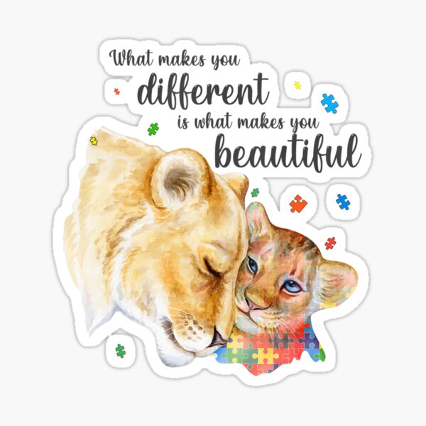"Autism Awareness What Makes You Different Lion Mom Women Kid " Sticker ...