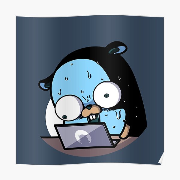 "Golang Gopher Go Scared" Poster for Sale by clgtart | Redbubble