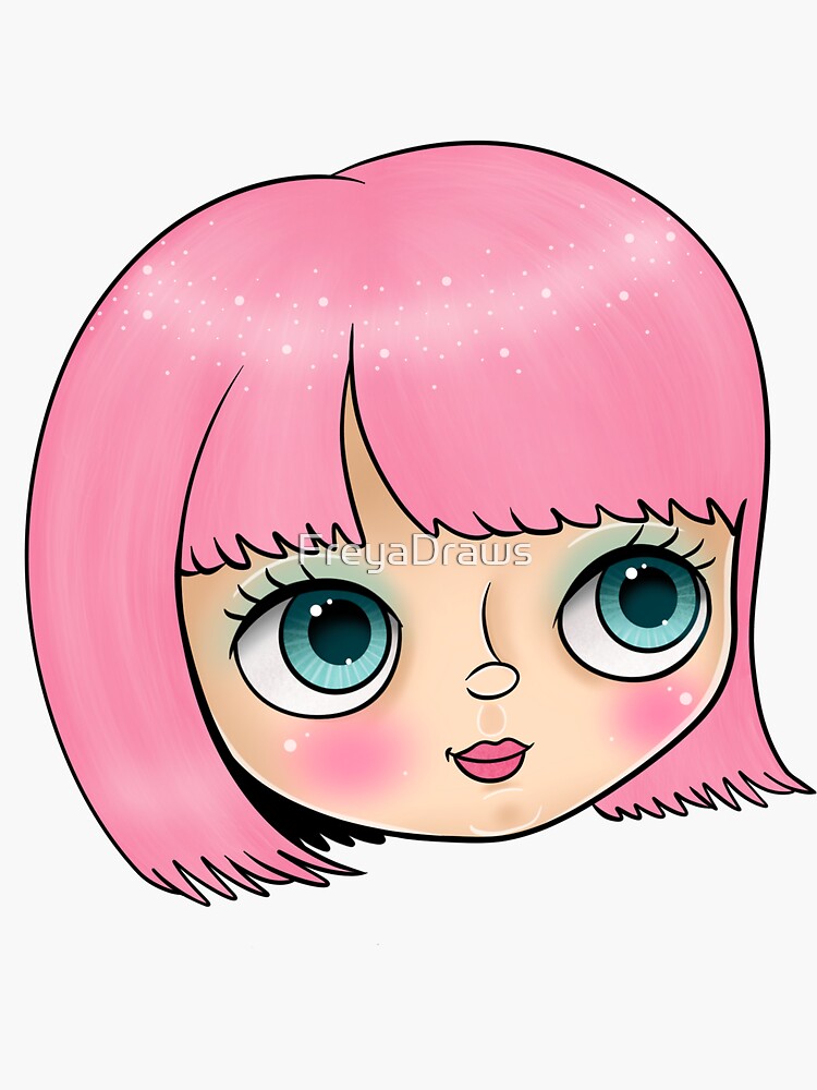 "Kawaii Blythe Doll Face" Sticker for Sale by FreyaDraws | Redbubble