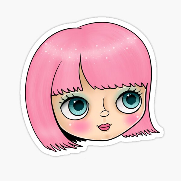"Kawaii Blythe Doll Face" Sticker for Sale by FreyaDraws | Redbubble