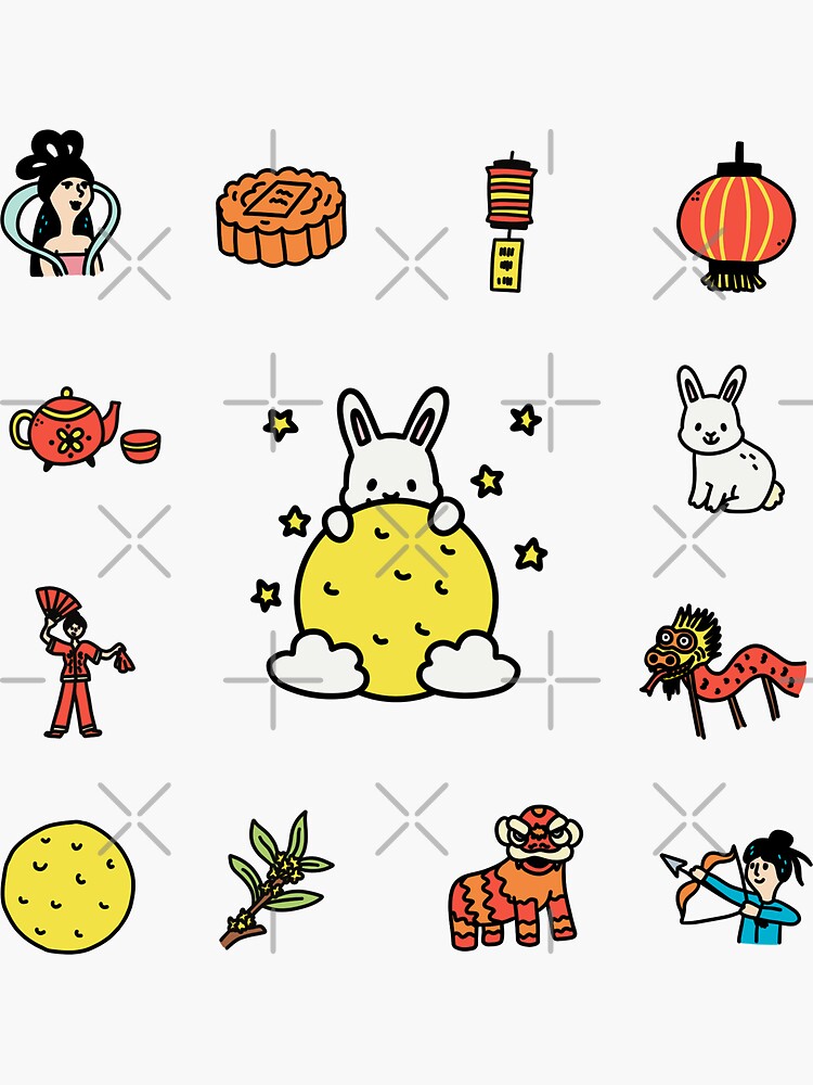"Moon Festival Chinese Mid Autumn Pack" Sticker for Sale by JokeGysen ...