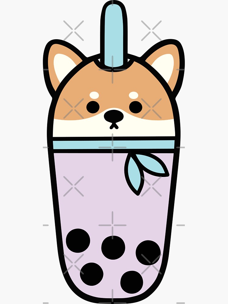 "Boba Shiba" Sticker for Sale by StrawberryDeeCo | Redbubble