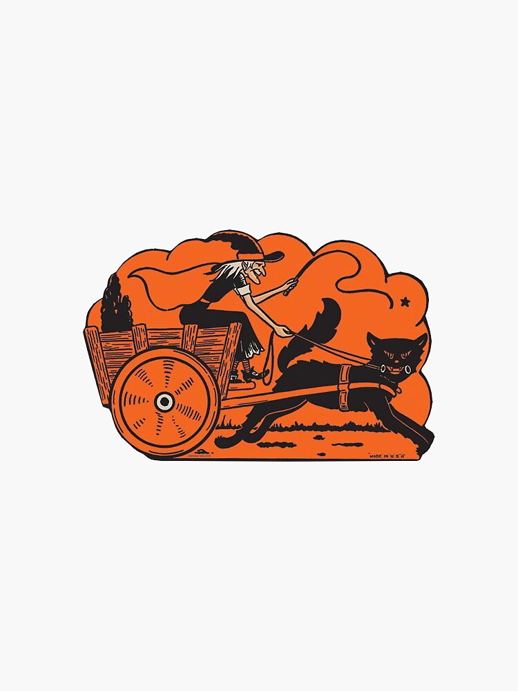"witch on wagon // vintage" Sticker for Sale by JulianaM14 | Redbubble