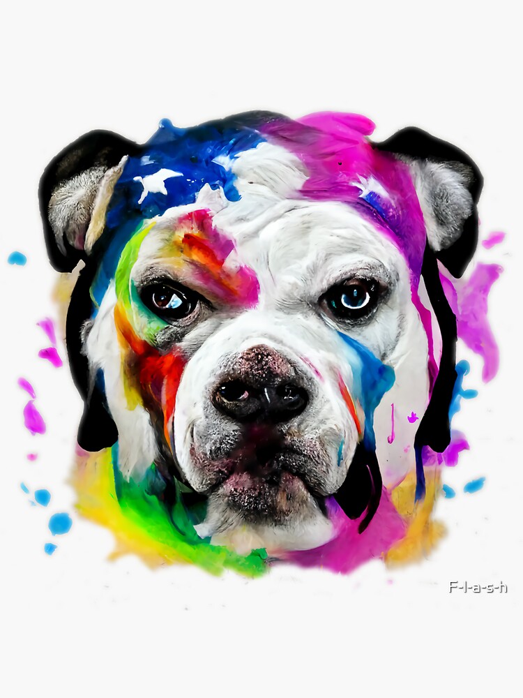 "American bulldog in rainbow design" Sticker for Sale by F-l-a-s-h ...