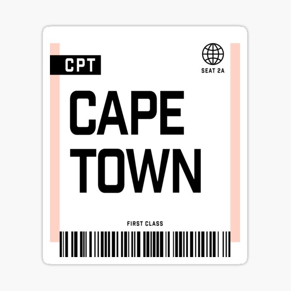 "Cape Town CPT Boarding Pass" Sticker for Sale by irony | Redbubble