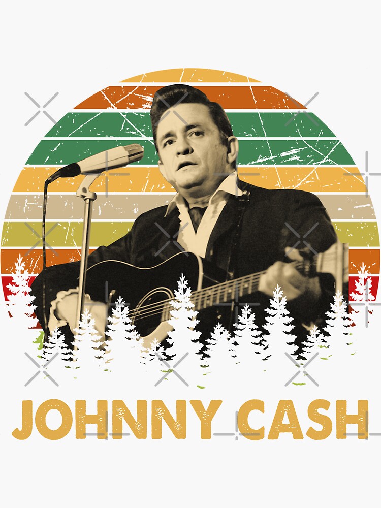 "Vintage Johnny Cash Music Gift Fan" Sticker for Sale by MatyasChladek ...