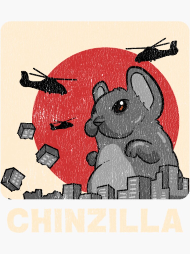"Chinzilla Chinchilla" Sticker for Sale by HifunMokia | Redbubble