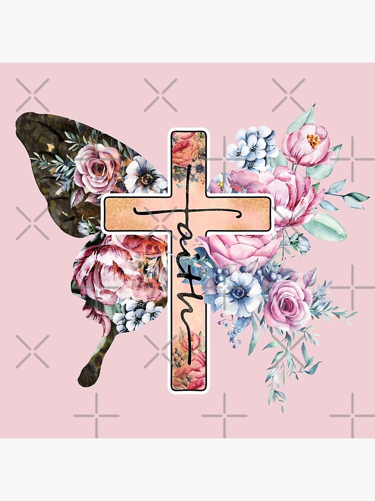 "Butterfly Cross Faith Floral" Poster for Sale by Amineangx | Redbubble