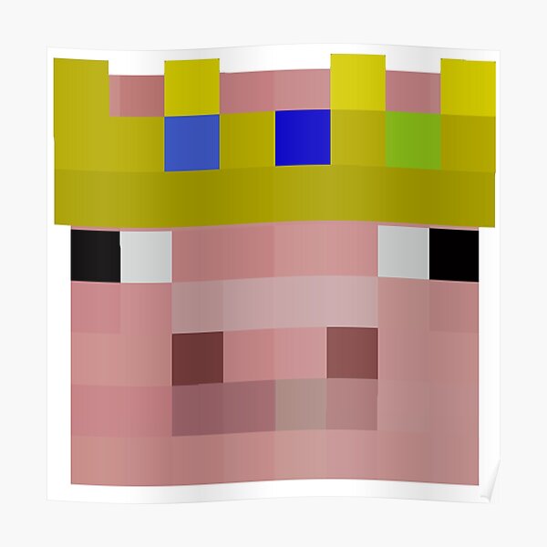 "Technoblade Minecraft Pig Crown Face" Poster for Sale by Dashhowler ...