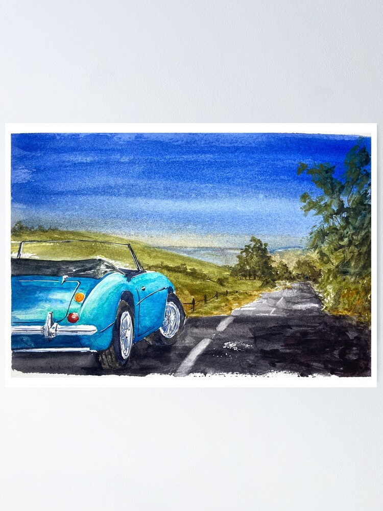 "Classic British Sports Car Original Watercolour Painting" Poster for ...