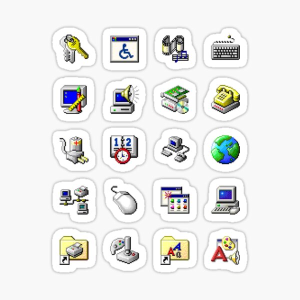"Y2K Windows 98 Control Panel Pixel Print" Sticker for Sale by ...