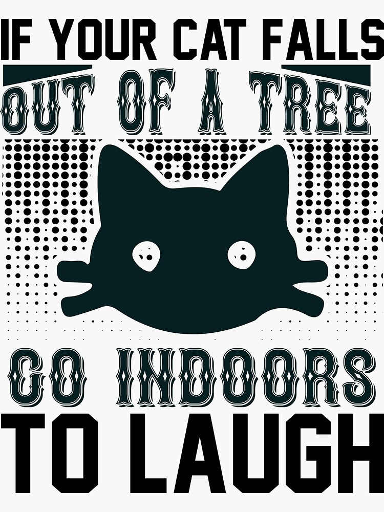 Pegatina «Gato cayendo de un árbol» de BeardedSoftie | Redbubble
