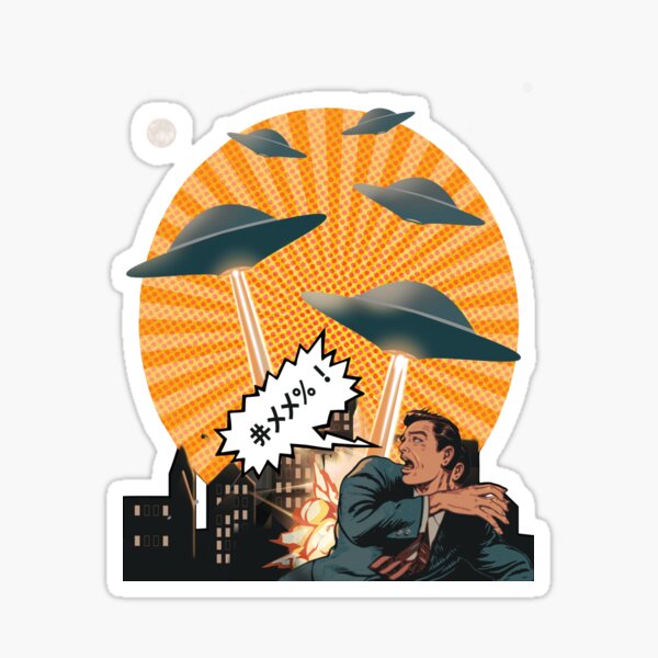 "Aliens are here run comic book style " Sticker for Sale by TipTopTapo ...