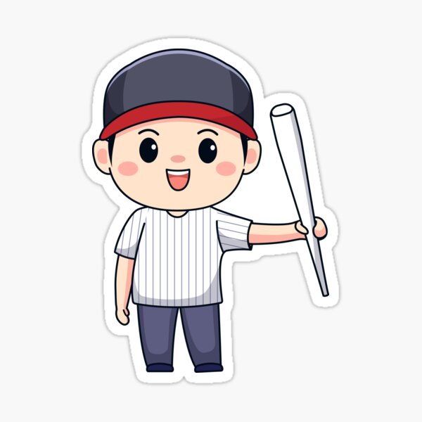 "Cute boy playing baseball kawaii chibi character design" Sticker for ...