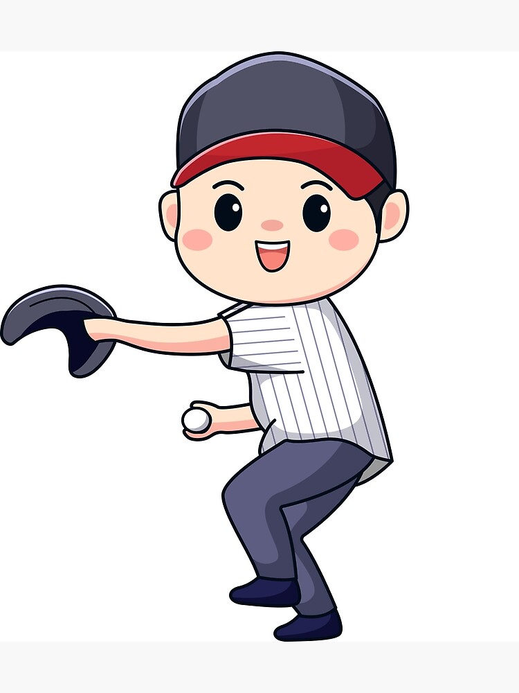 "Cute boy playing baseball kawaii chibi character design" Poster for ...
