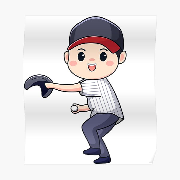"Cute boy playing baseball kawaii chibi character design" Poster for ...