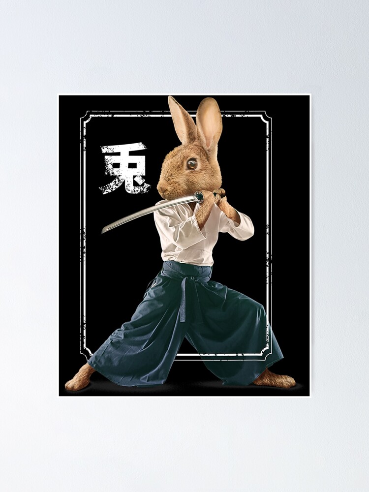 "Funny Ninja Bunny Samurai Rabbit Japanese Style" Poster for Sale by ...