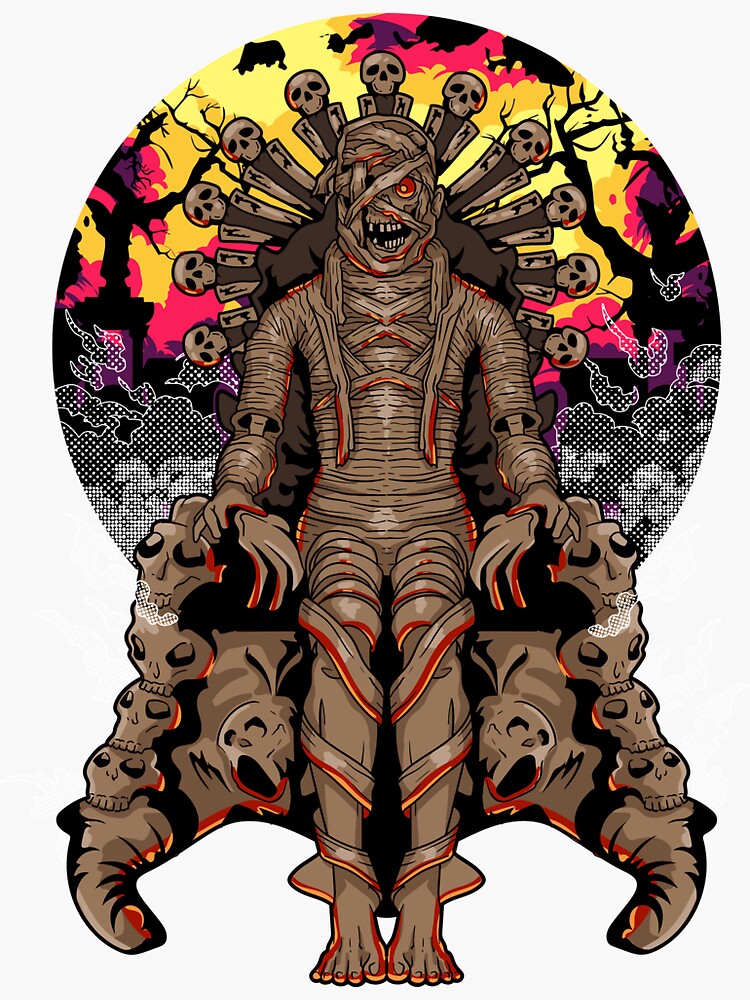 "Halloween Monster Trick Or Treat Costume Scary Throne Mummy" Sticker ...